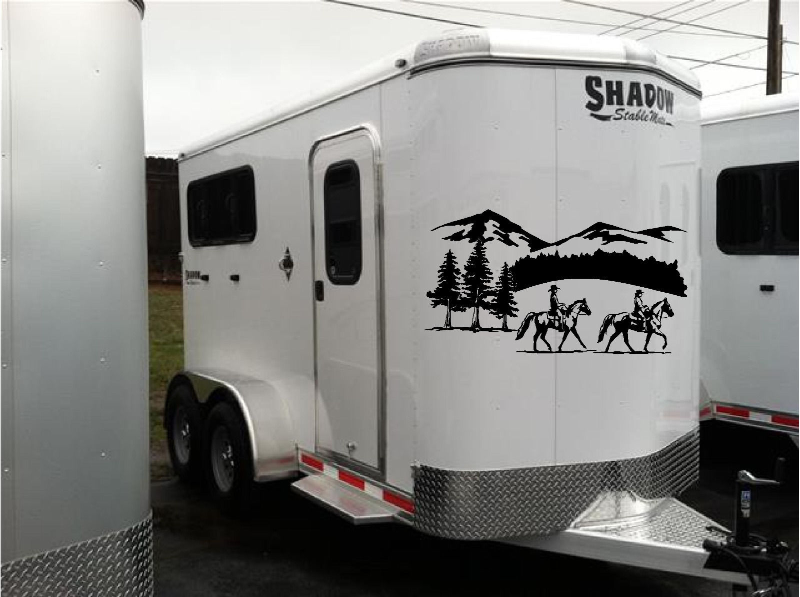Horses and Landscape Border Horse Trailer Truck RV Camper Decal ...