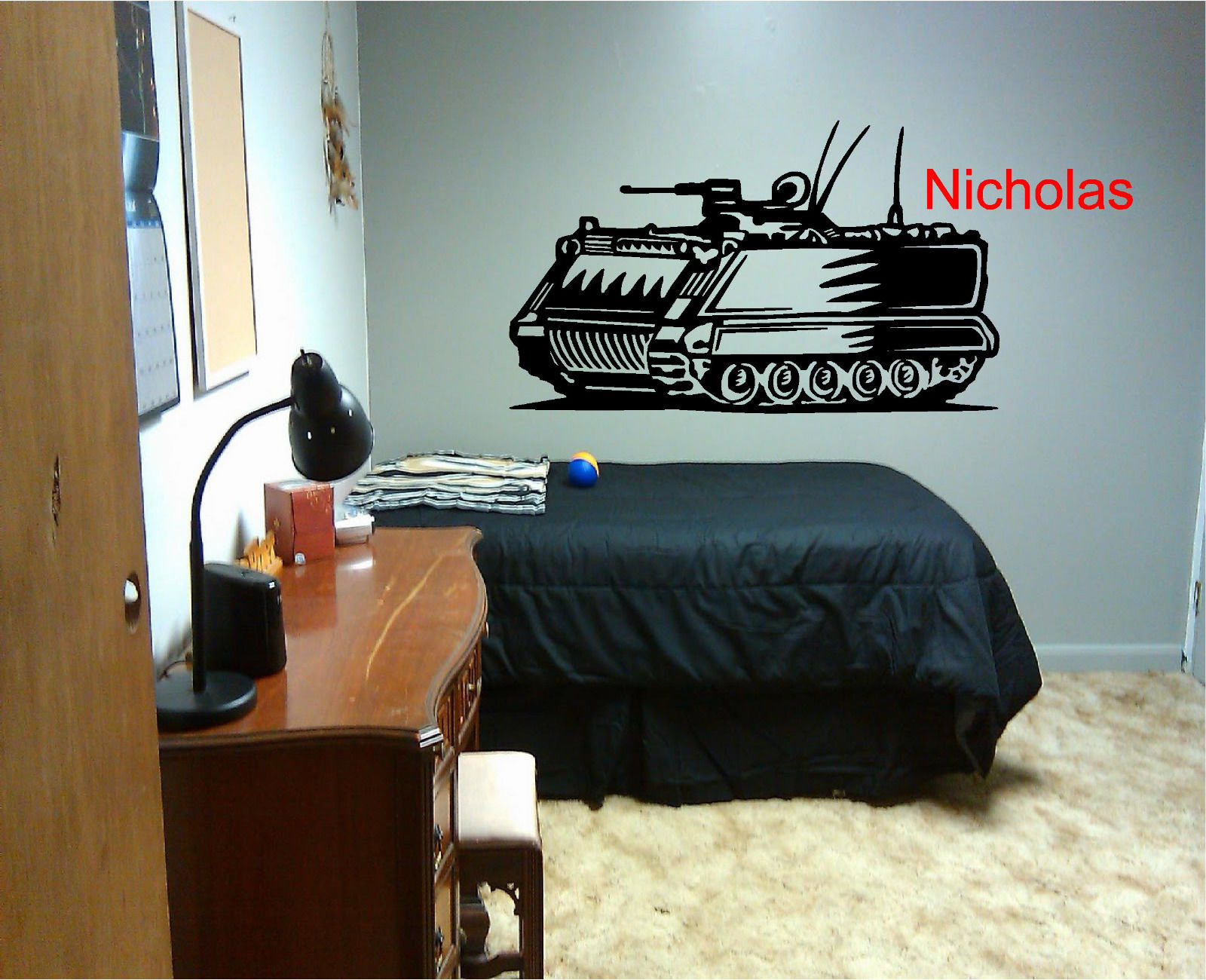 MilitaryTank & Personalized Name Wall Sticker Wall Art Decor Vinyl ...