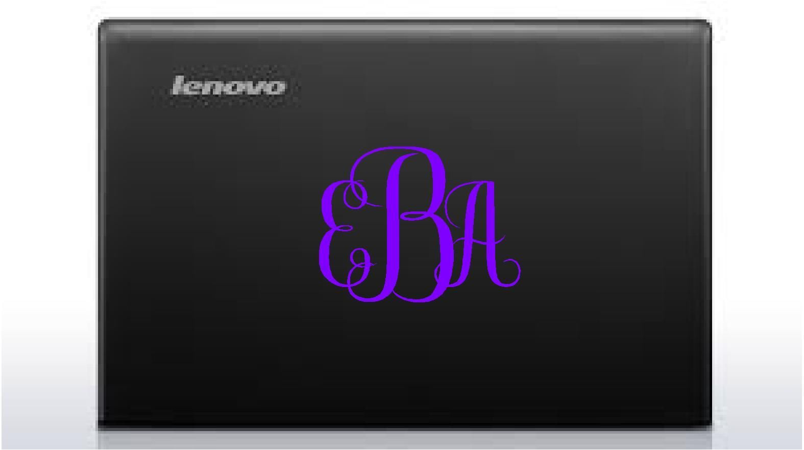 MONOGRAM Initials Laptop Computer Sticker Vinyl Decal Stickers 5.5x7""