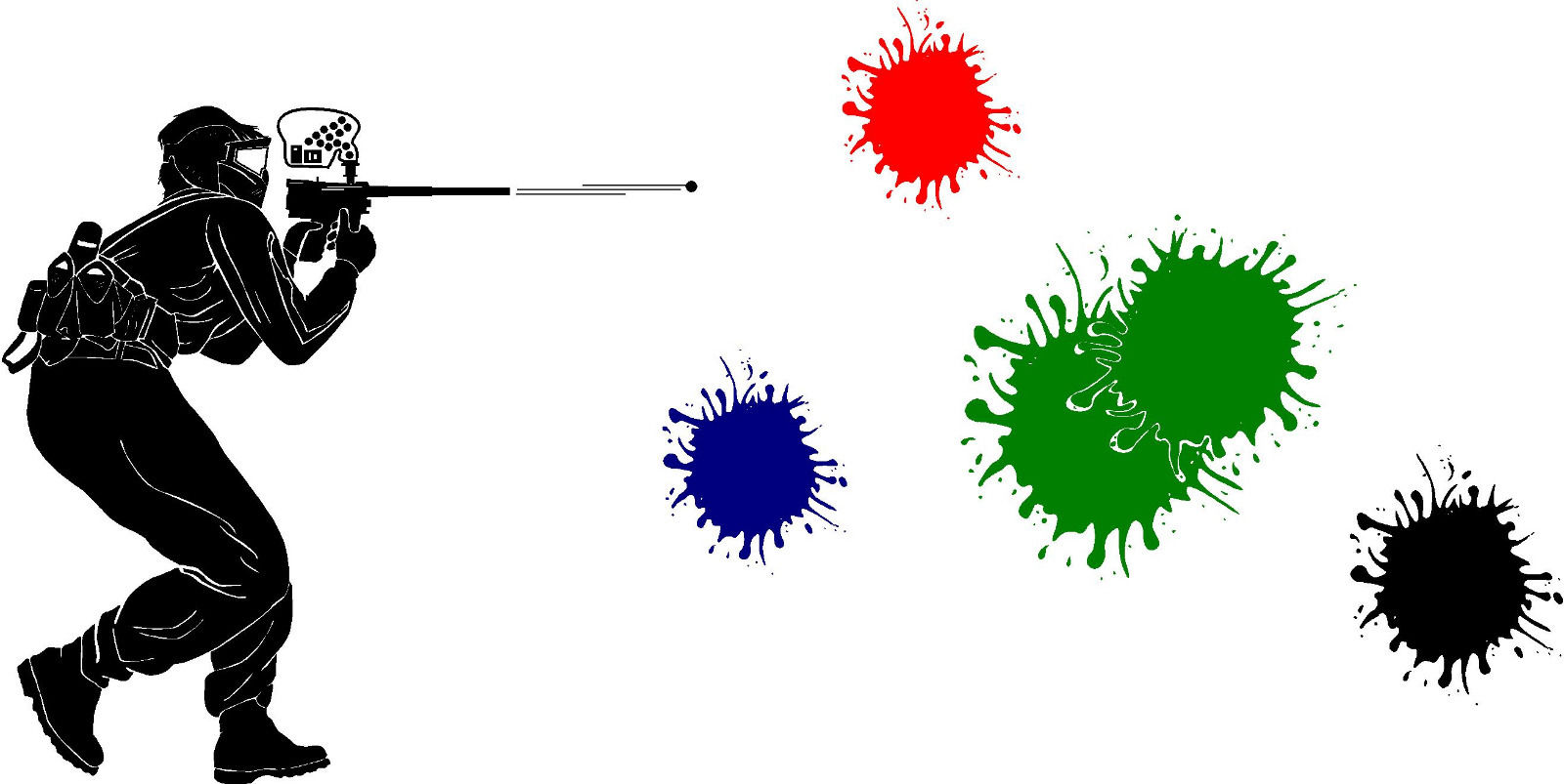 Paintball Shooter and Paint Splatters Wall Sticker Wall Art Decor Vinyl ...