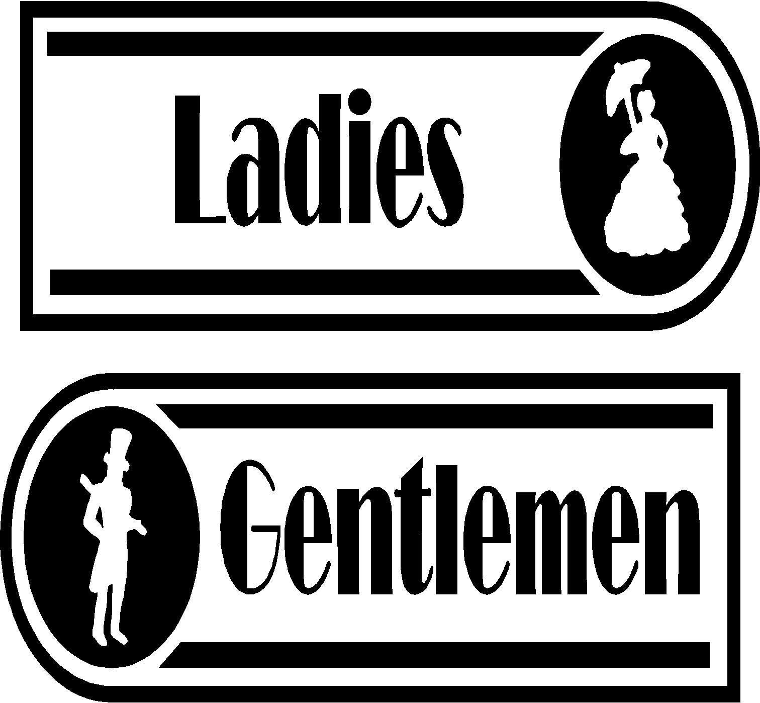 Restroom Sign Business Resturant Signs Sticker Ladies & Gentlemen Set of 2