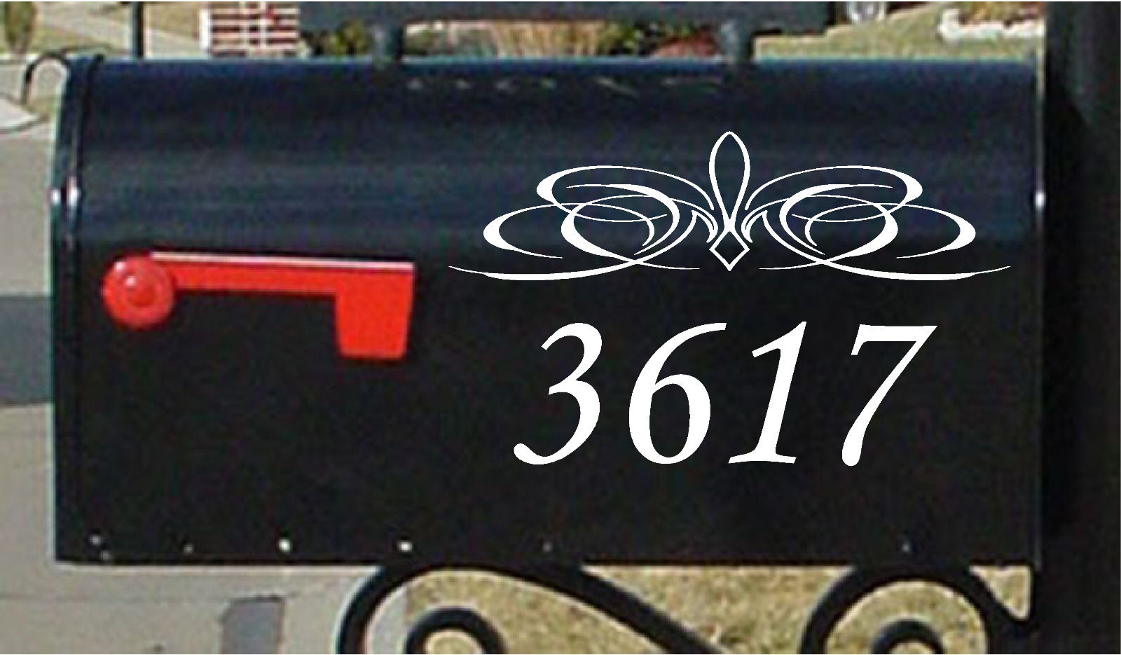 Custom Mailbox Numbers and Fancy Swag Mailbox stickers set of 2
