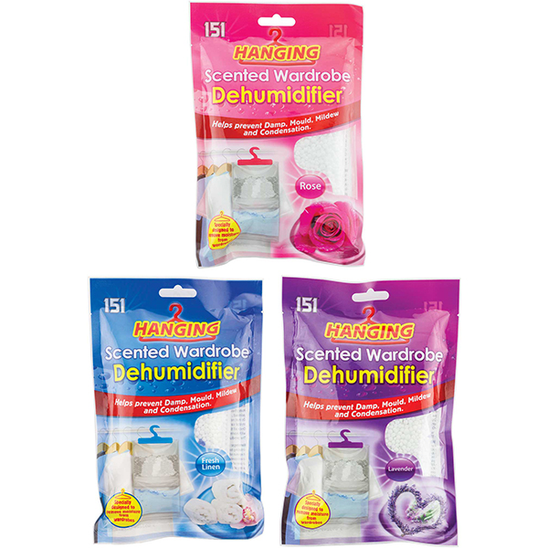 151 Scented Hanging Wardrobe Dehumidifier - Rose, Fresh Linen, Lavender ...