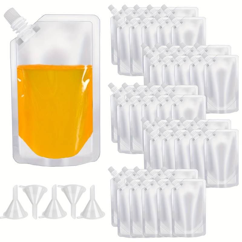 Plastic Drink Pouch Bag Clear Liquid Reusable Pouches Spouted Stand Up ...