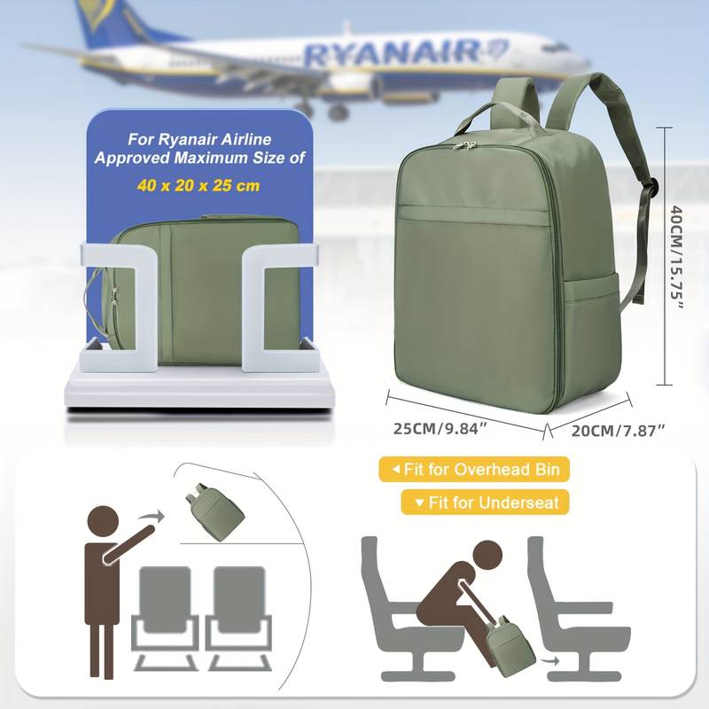 Ryanair Approved Carry On Travel Backpack - Under Seat Airline Bag with ...