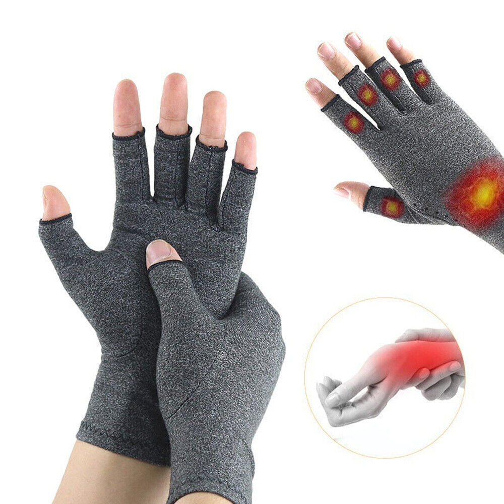 Compression Gloves Pain Relief Arthritis Support Fingerless Anti Hand ...