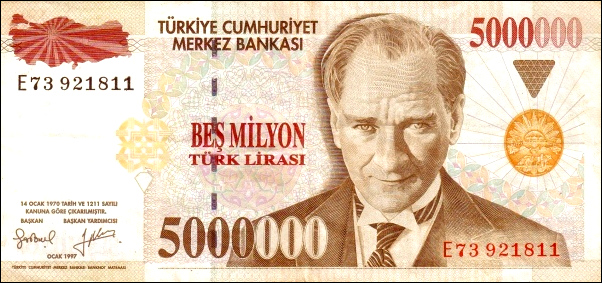 Turkey - 5000.000 Turk Lirasi - Ocak 1997 - P212