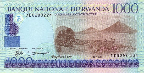 Rwanda - 1000 Francs - 1998 - P27a - B126a