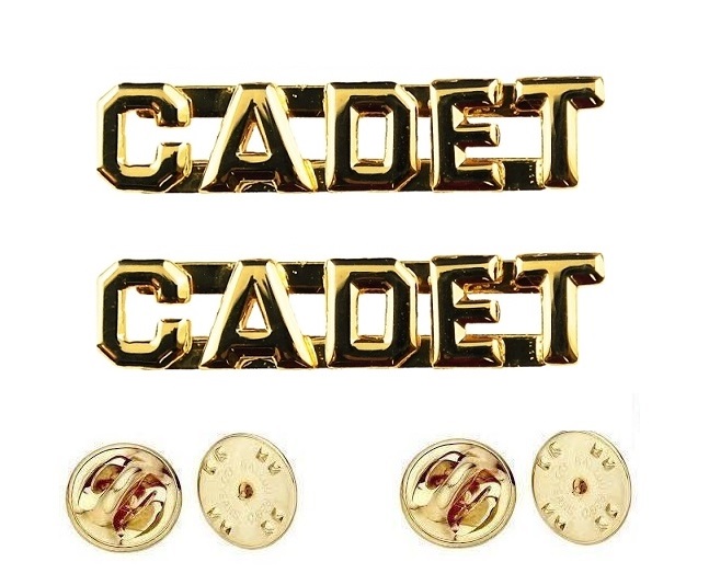 Collar Pins Insignia CADET Letters Gold