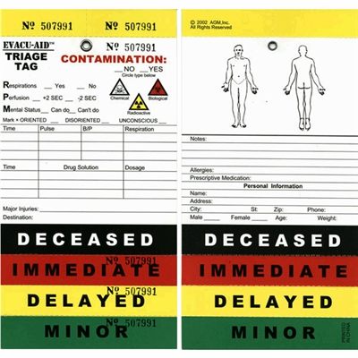 Medical Emergency Mass Causality Triage Tag 10 Pack