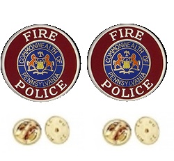 Fire Police Round Disc Collar Insignia Set PA Seal