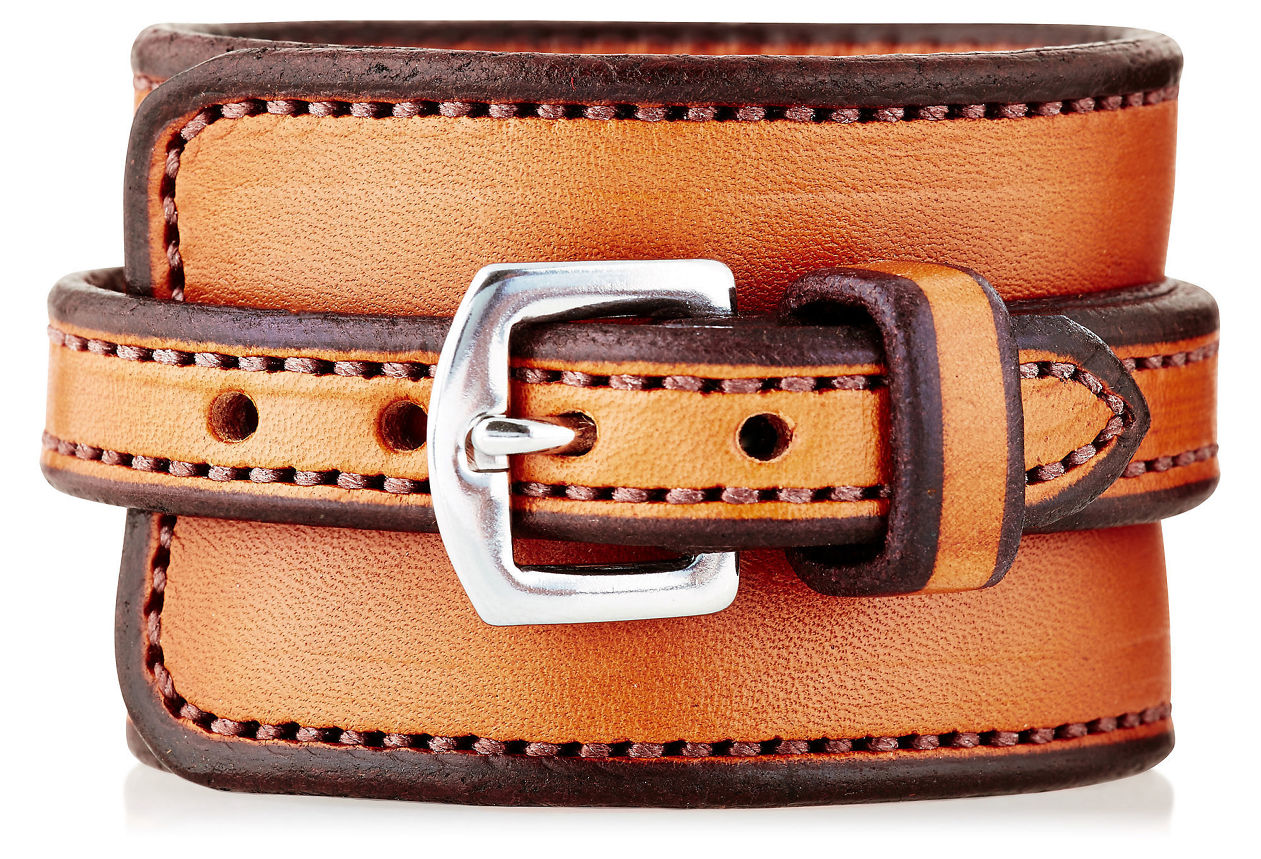 Rebecca Ray Equestrian Horse Two-Tone Leather Cinch Cuff