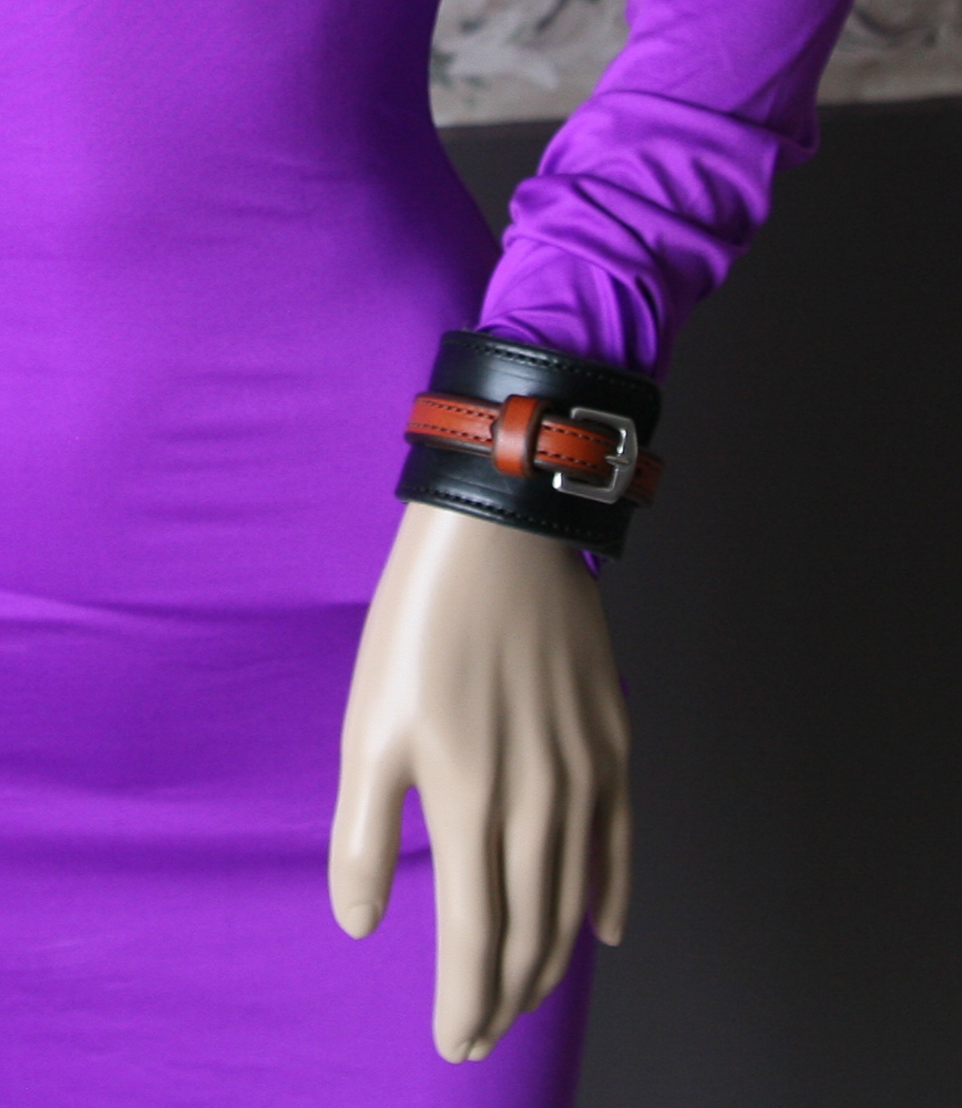 Rebecca Ray Equestrian Horse Two-Tone Leather Cinch Cuff