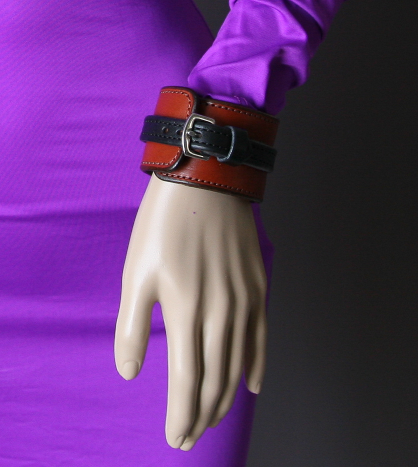 Rebecca Ray Equestrian Horse Two-Tone Leather Cinch Cuff