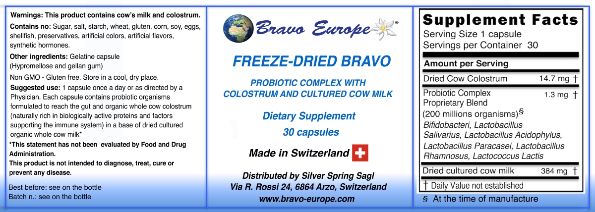 Bravo probiotic Concentrate Capsules 30 day supply Probiotics