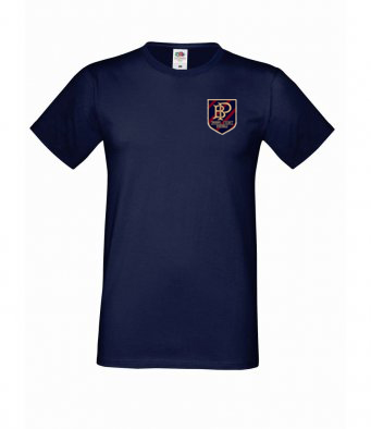 Cotton Tee with Embroidered Club Logo - Deep Navy