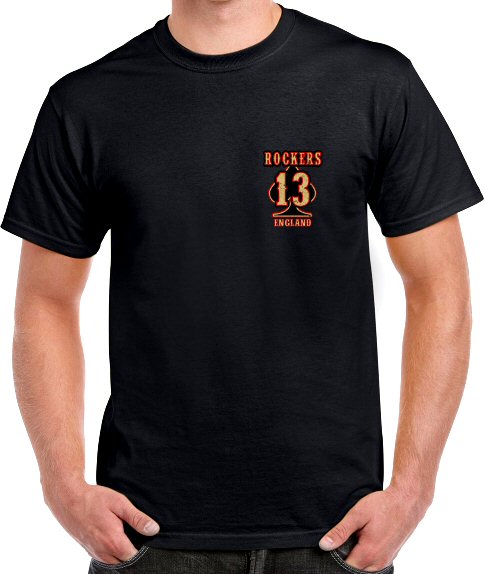 Rockers England Big 13 Back Print T Shirt