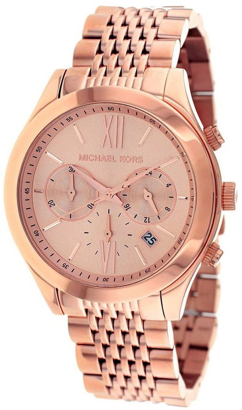 Michael Kors Rose Gold Stainless Steel Bracelet Chronograph Watch MK5775