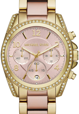 Michael Kors MK6326 Parker Pink Dial Two Tone Steel Ladies Watch
