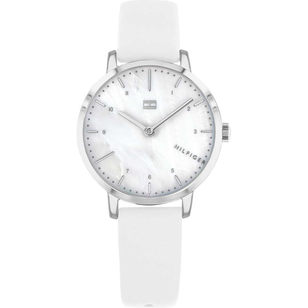 Tommy Hilfiger 1782037 White Dial Leather Strap Ladies Watch