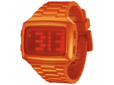 LED LED-OE-STP Unisex Digital Orange Dial And Pu Strap Watch