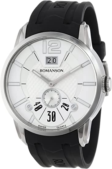 Romanson TL9213MM1WAS2W Black Rubber Strap Watch for Men