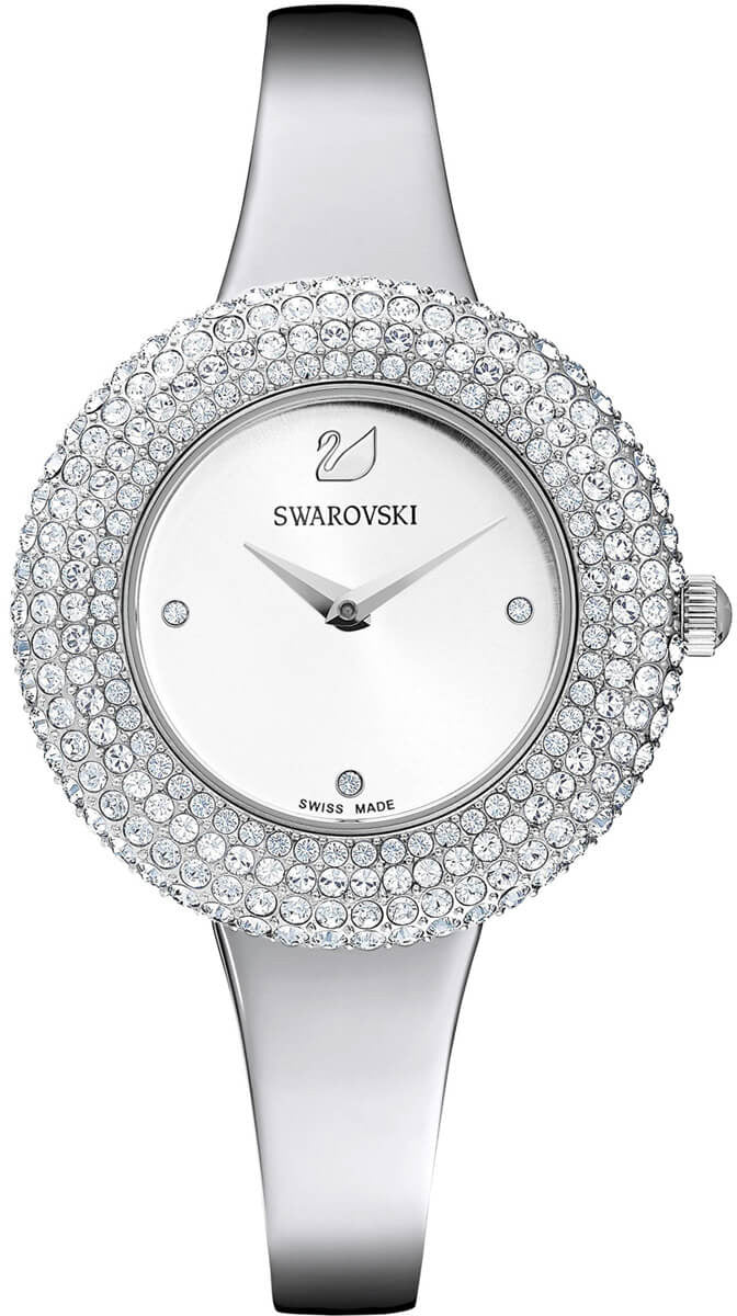 Swarovski 5483853 Silver PVD Leather Watches For Women