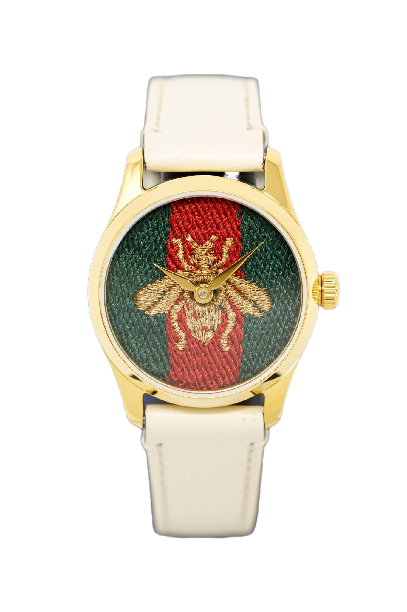 Gucci YA1265009 Green and Red Dial Leather Strap Women Watches