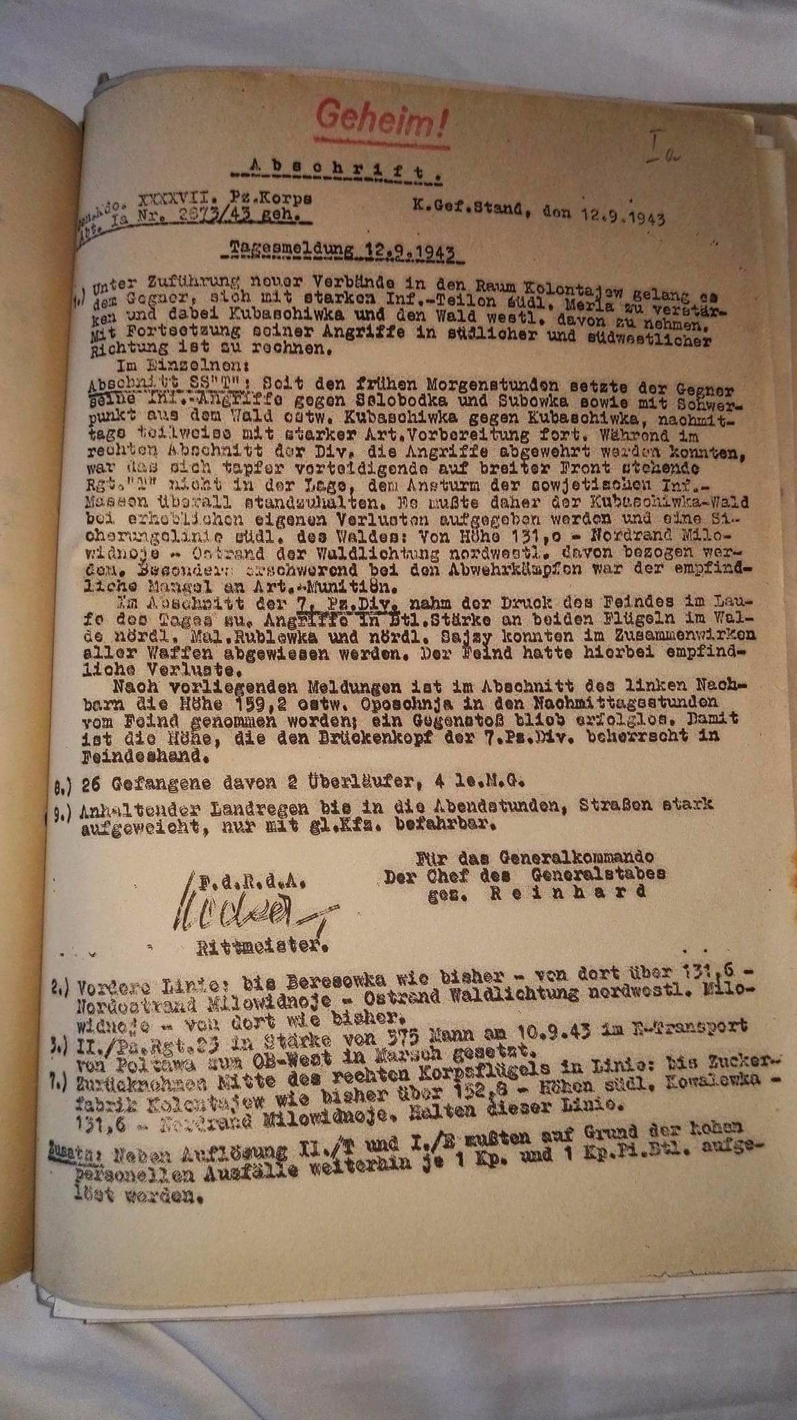 ‘Secret’ XXXXVII Panzer Corps Document and Map Archive Eastern front WW2