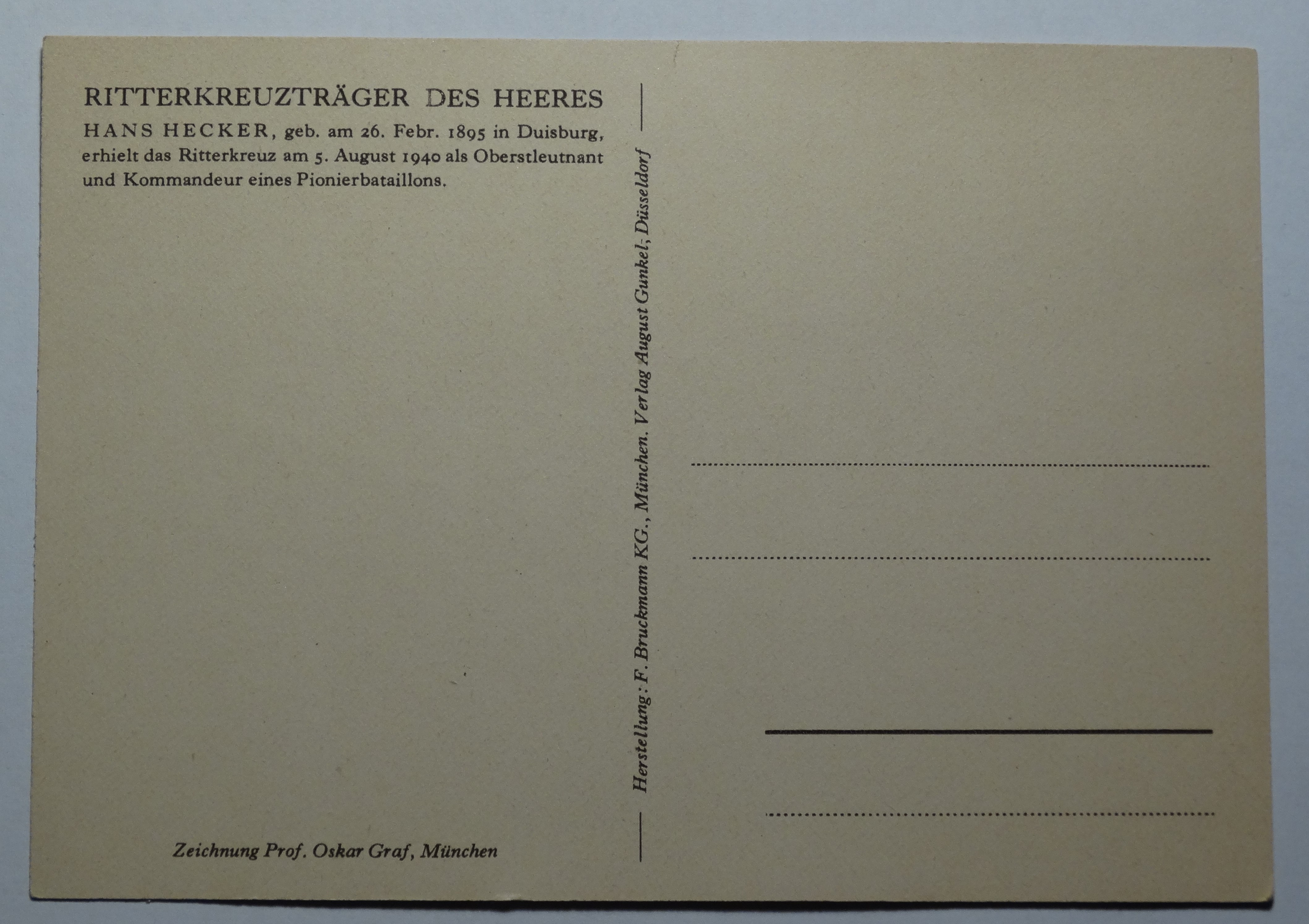 Knight's Cross of the Army - Hans Hecker