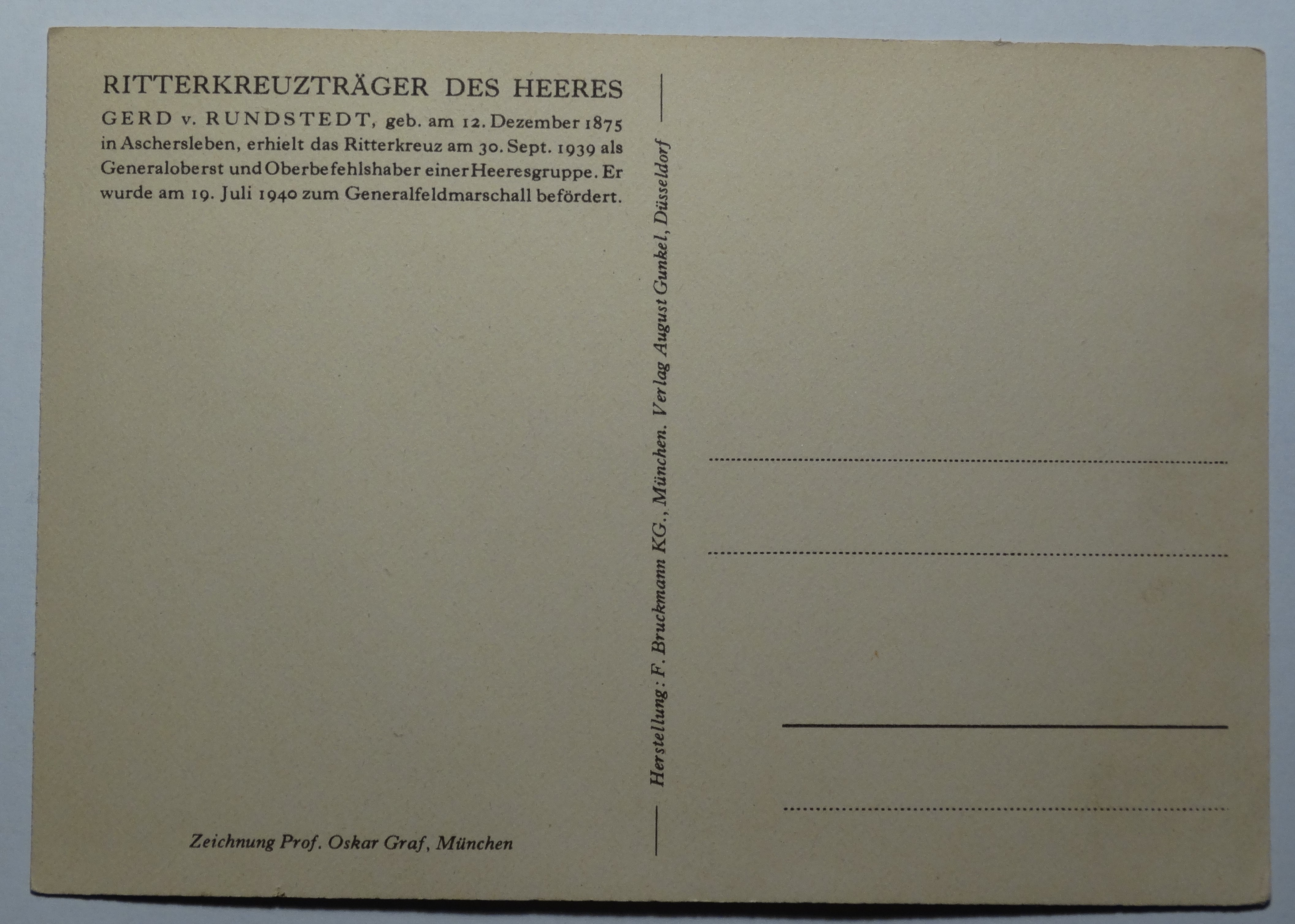 Knight's Cross of the Army - Gerd v. Rundstedt