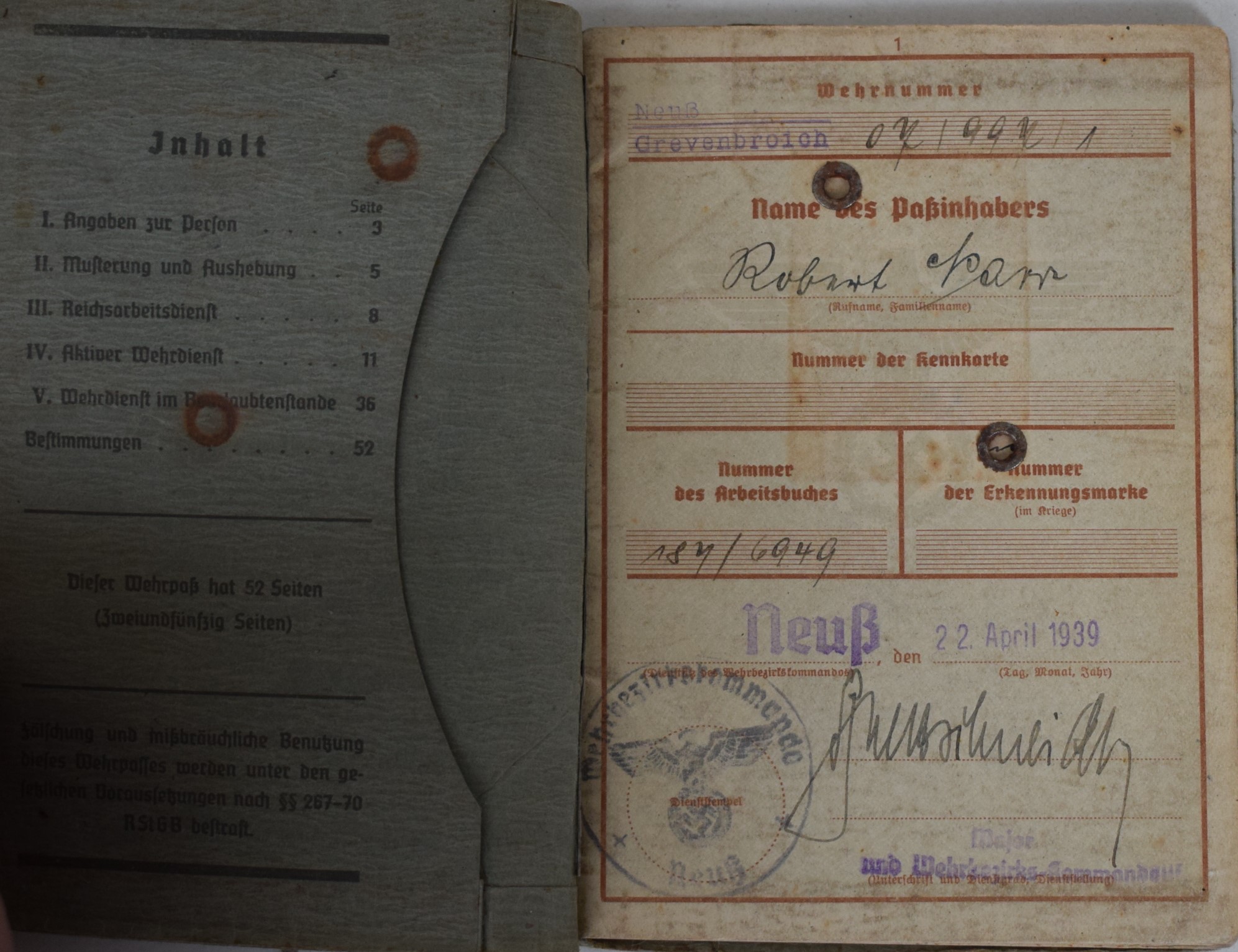 Original Nazi Germany soldiers book