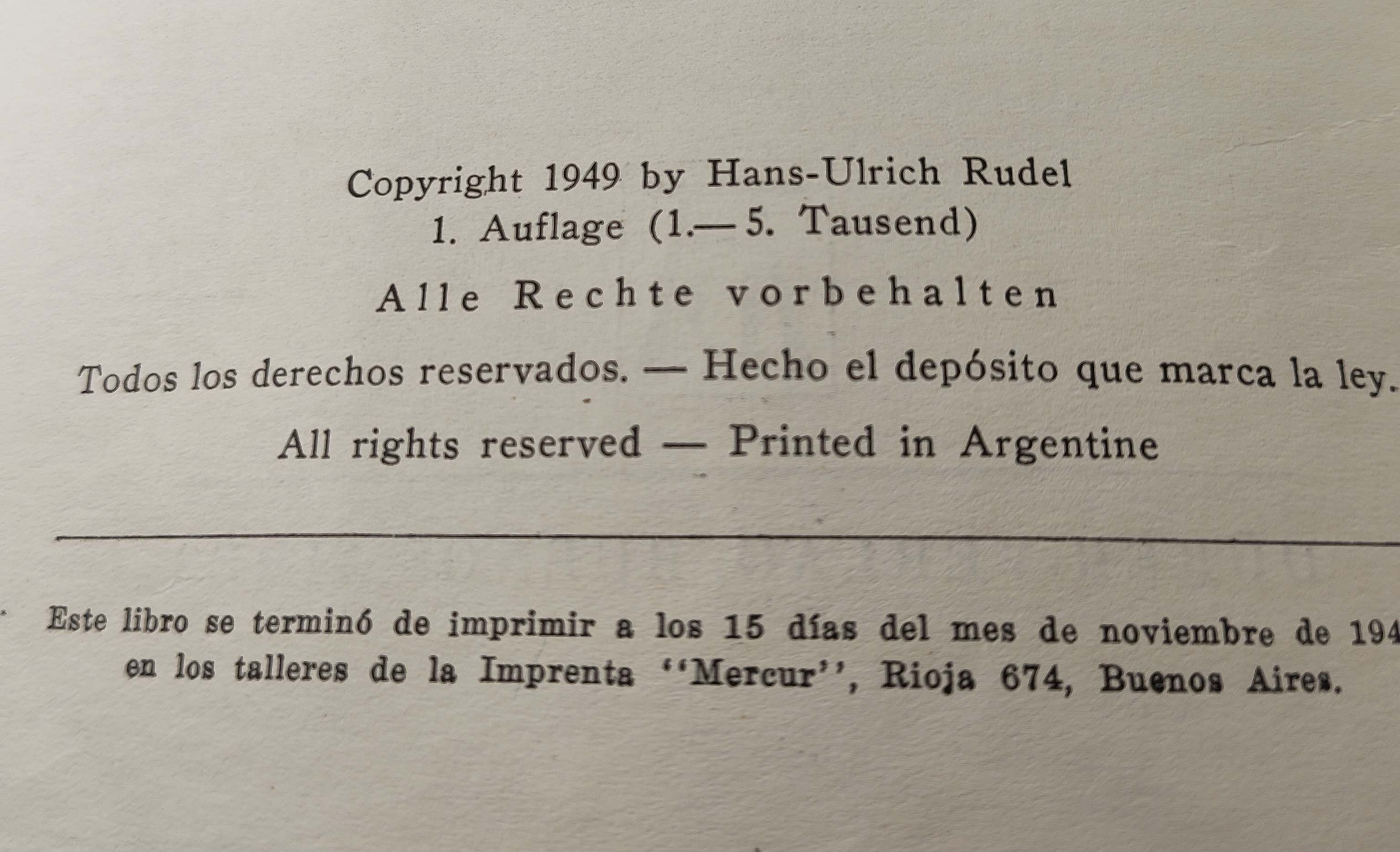 Hans-Ulrich Rudel hand-signed book Trotzdem 1949 first edition