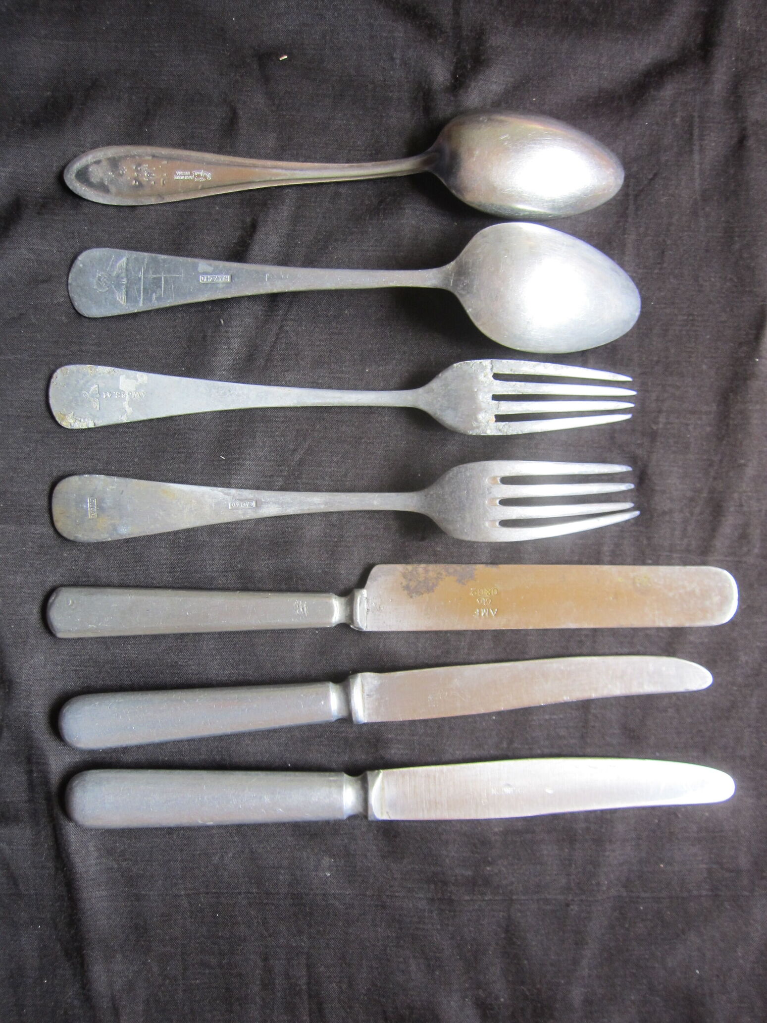 Original german WW2 wehrmacht spoon fork knife luftwaffe set