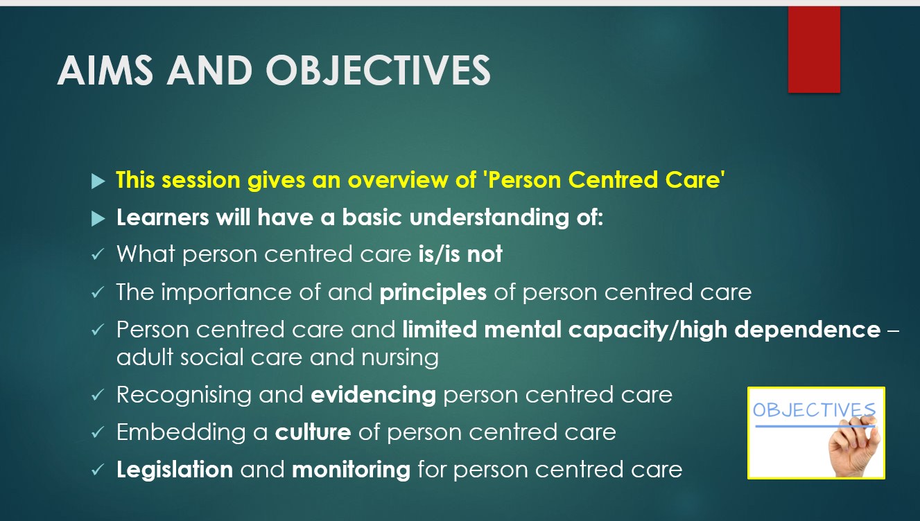 Person Centred Care Health and Social Care Training Resources