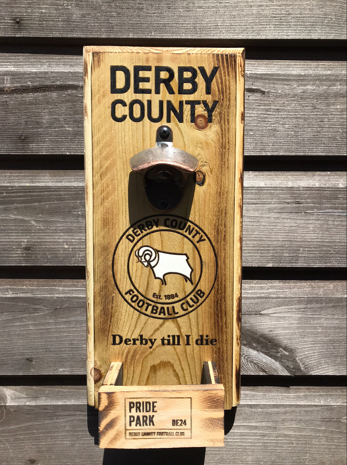 Derby County Rustic Bottle Opener