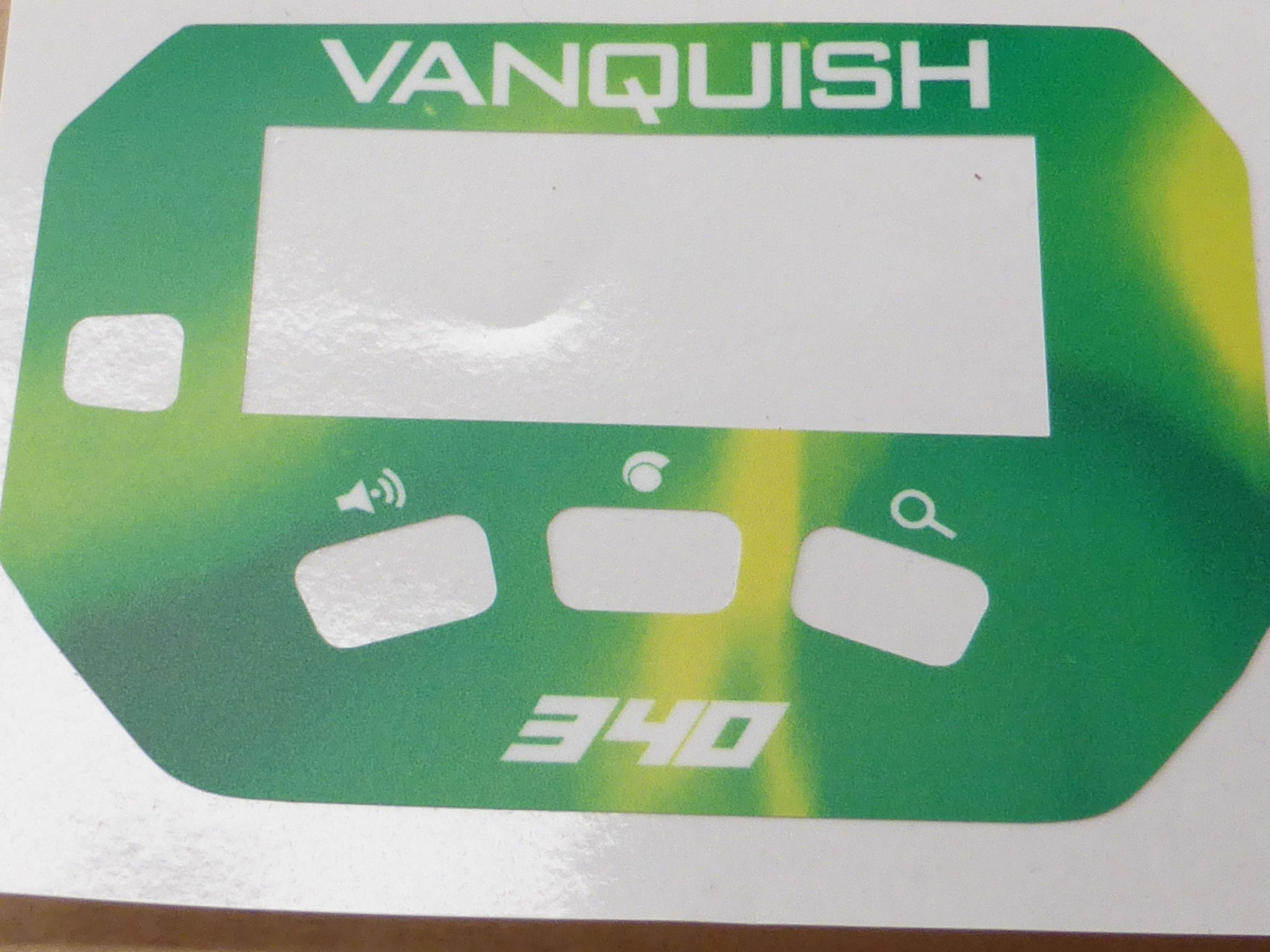 A Minelab Vanquish 340 keypad sticker in choice of seven colours.