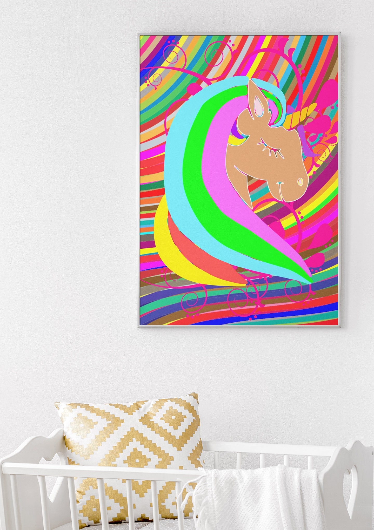 Unicorn abstract wall art ONE OFF print downloadable instant poster ...