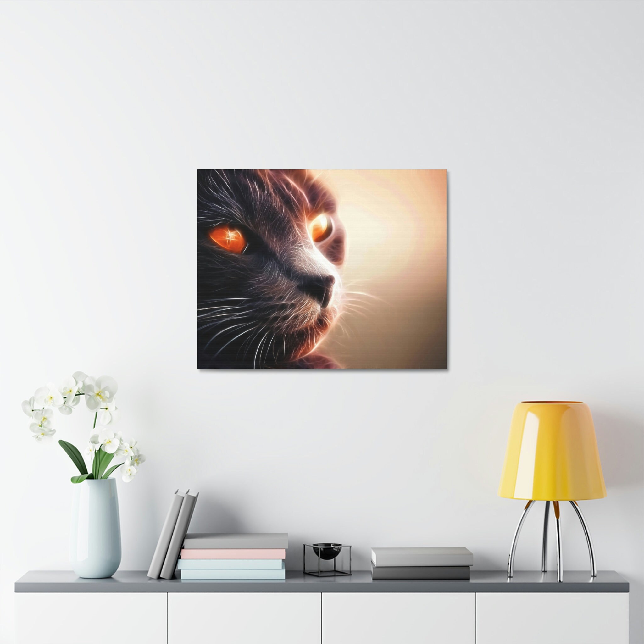 Glow Fibre Cat Instant Wall Art Print
