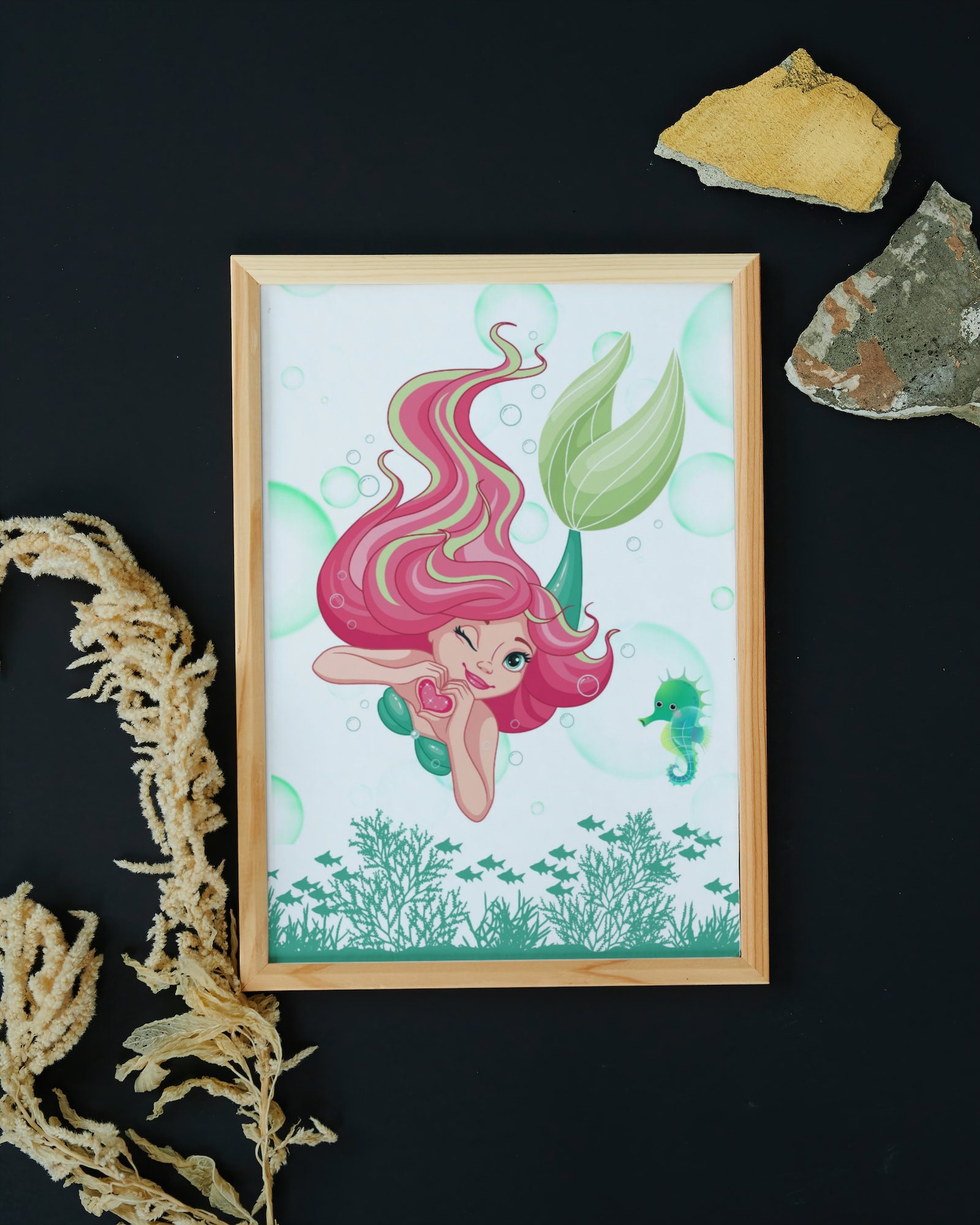 Friendly Mermaid Children's Instant Wall Art Print