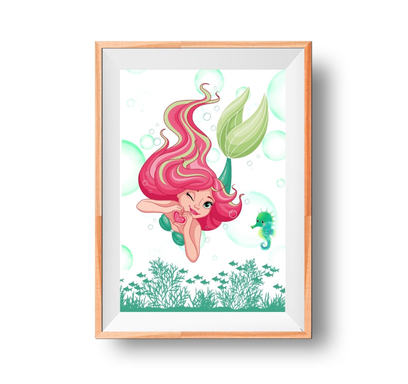 Friendly Mermaid Children's Instant Wall Art Print