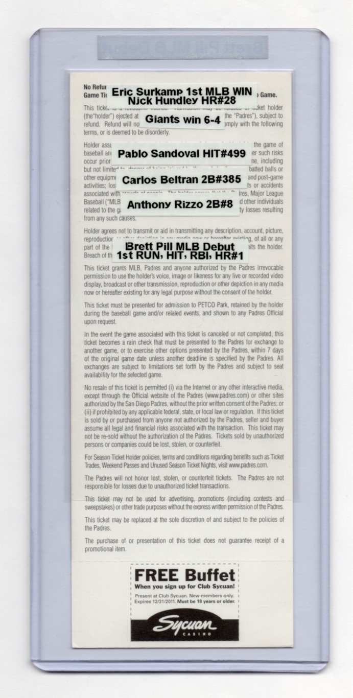 Brad Pill MLB Debut HR 1 San Diego Padres vs San Francisco Giants 2011 ...