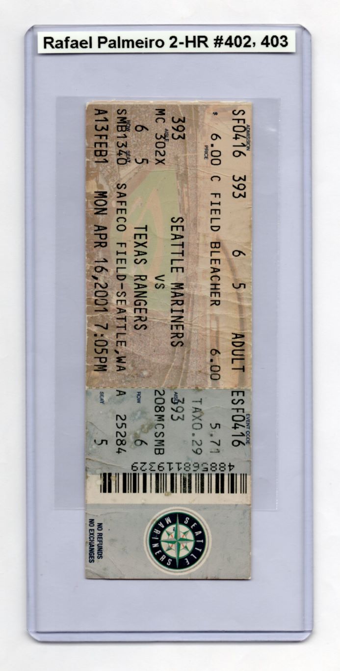 Rafael Palmeiro Multi HR 402 403 Raffy 2001-04-16 Seattle Mariners vs ...