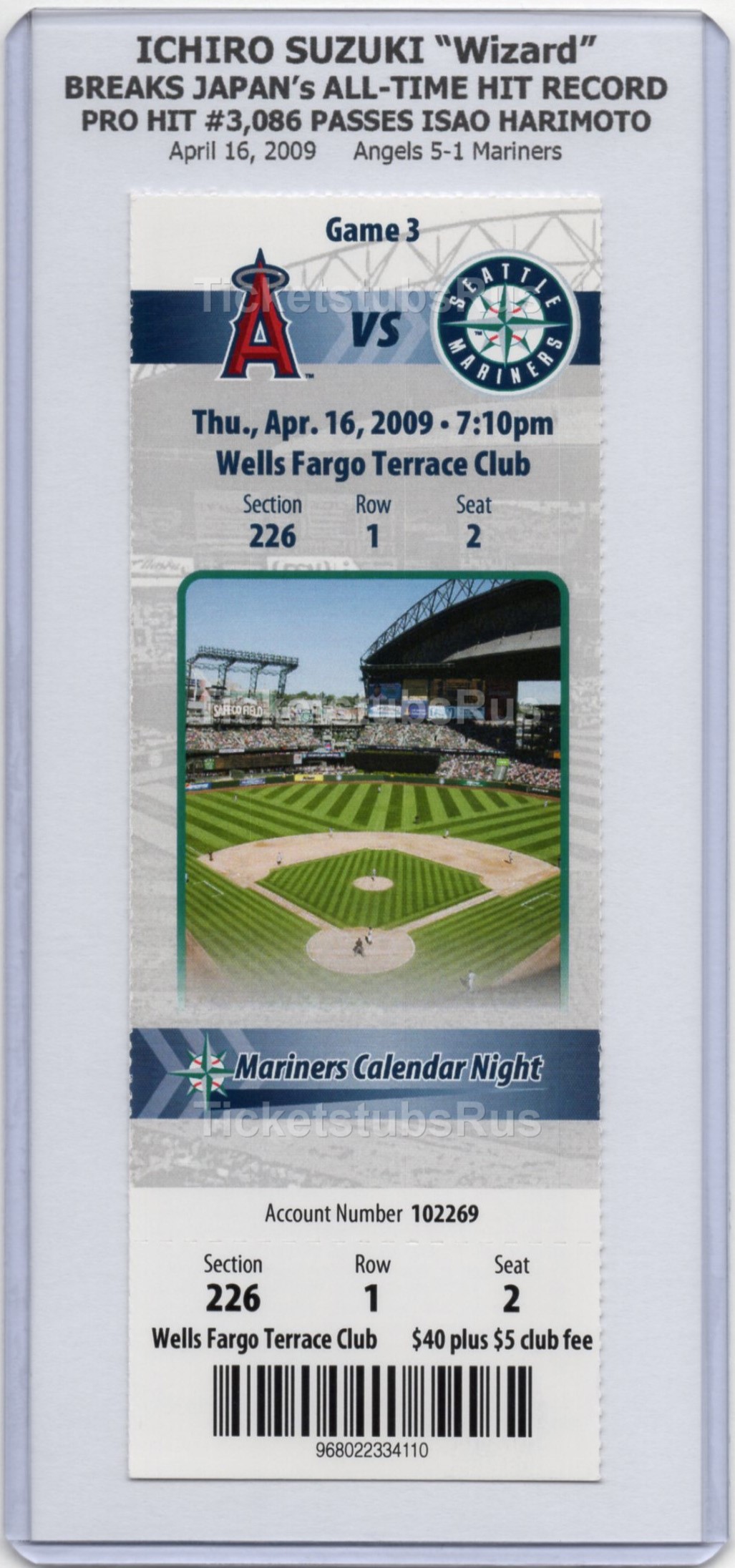 Ichiro Suzuki BREAKS ISAO JAPAN HIT RECORD 2009 Mariners Angels 4/16 ...