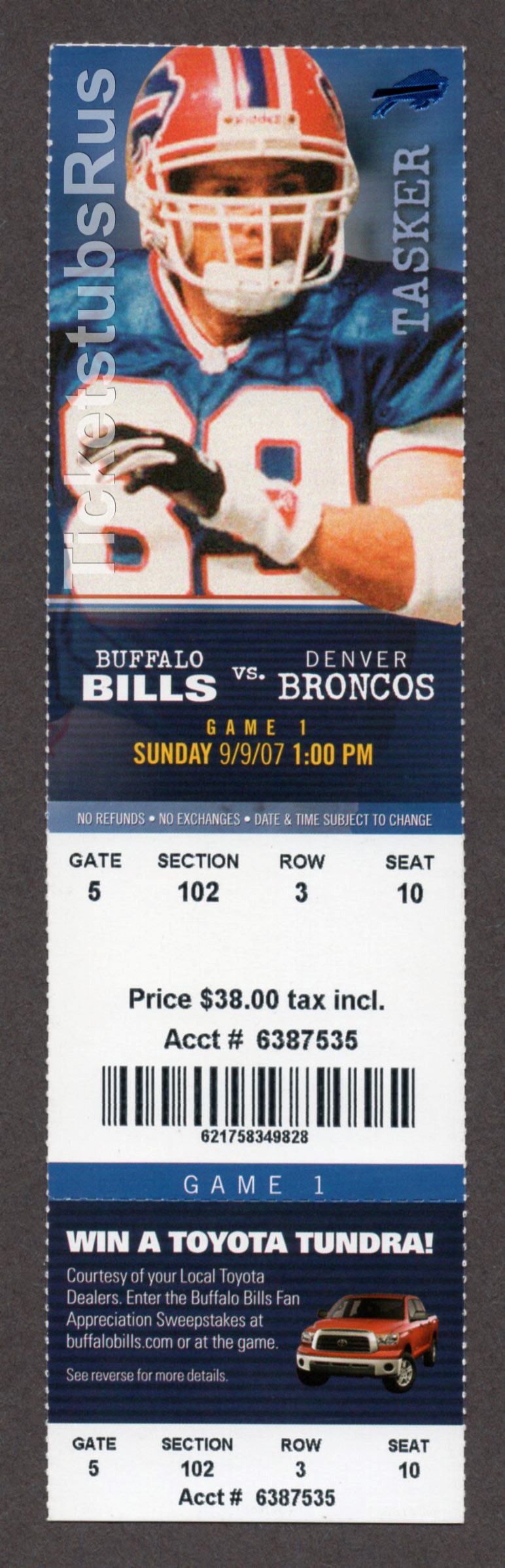 MARSHAWN LYNCH NFL DEBUT 1st TD 2007 BILLS vs BRONCOS 9/9 Full Ticket ...