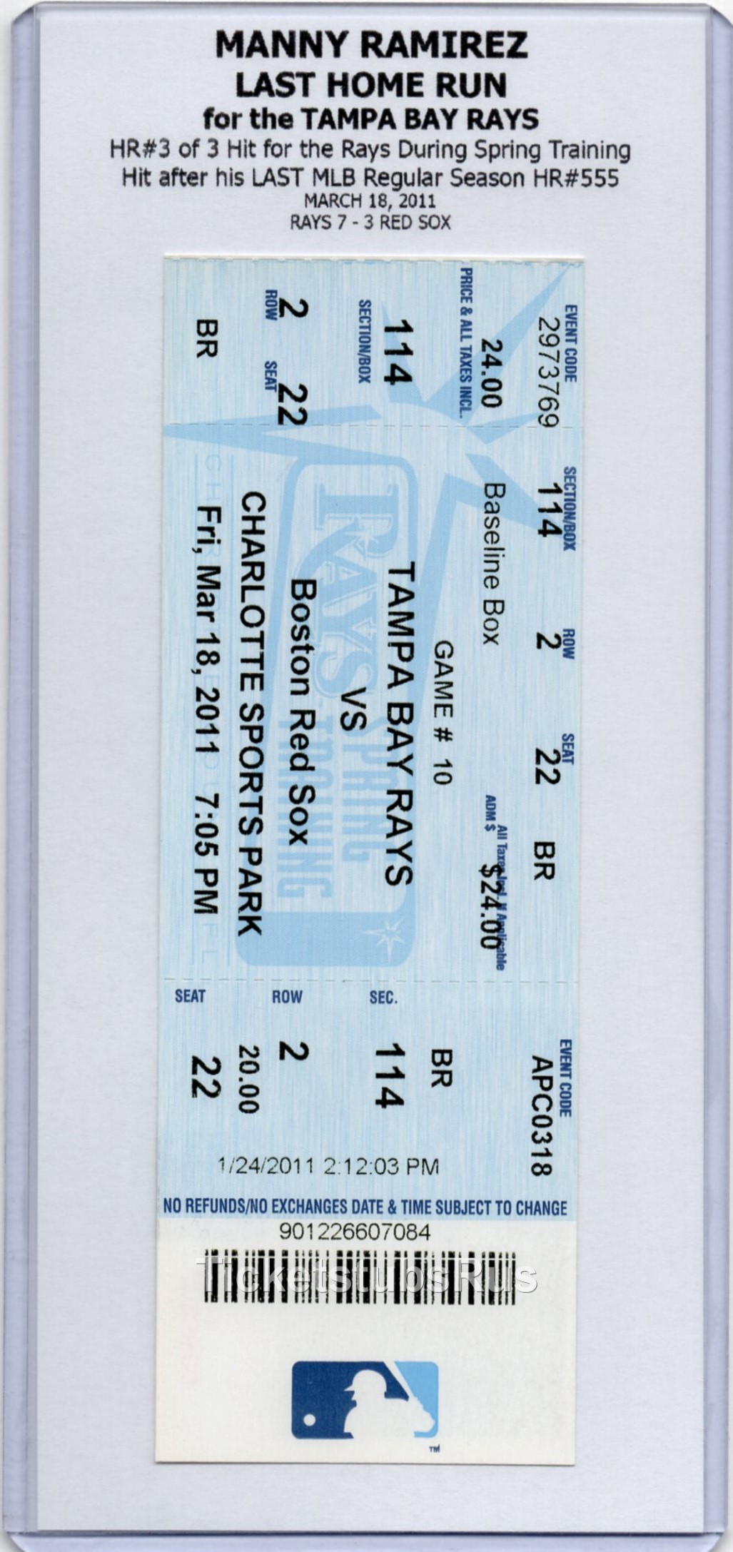 Manny Ramirez LAST HOME RUN for Tampa Bay Rays vs Red Sox 3/18/2011 ...