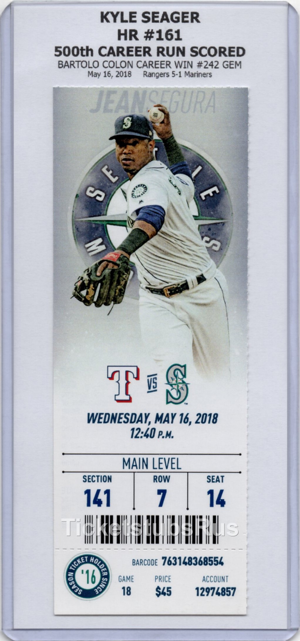 Kyle Seager HR #161 & 500th RUN MILESTONE 2018 Mariners Rangers 5/16 ...