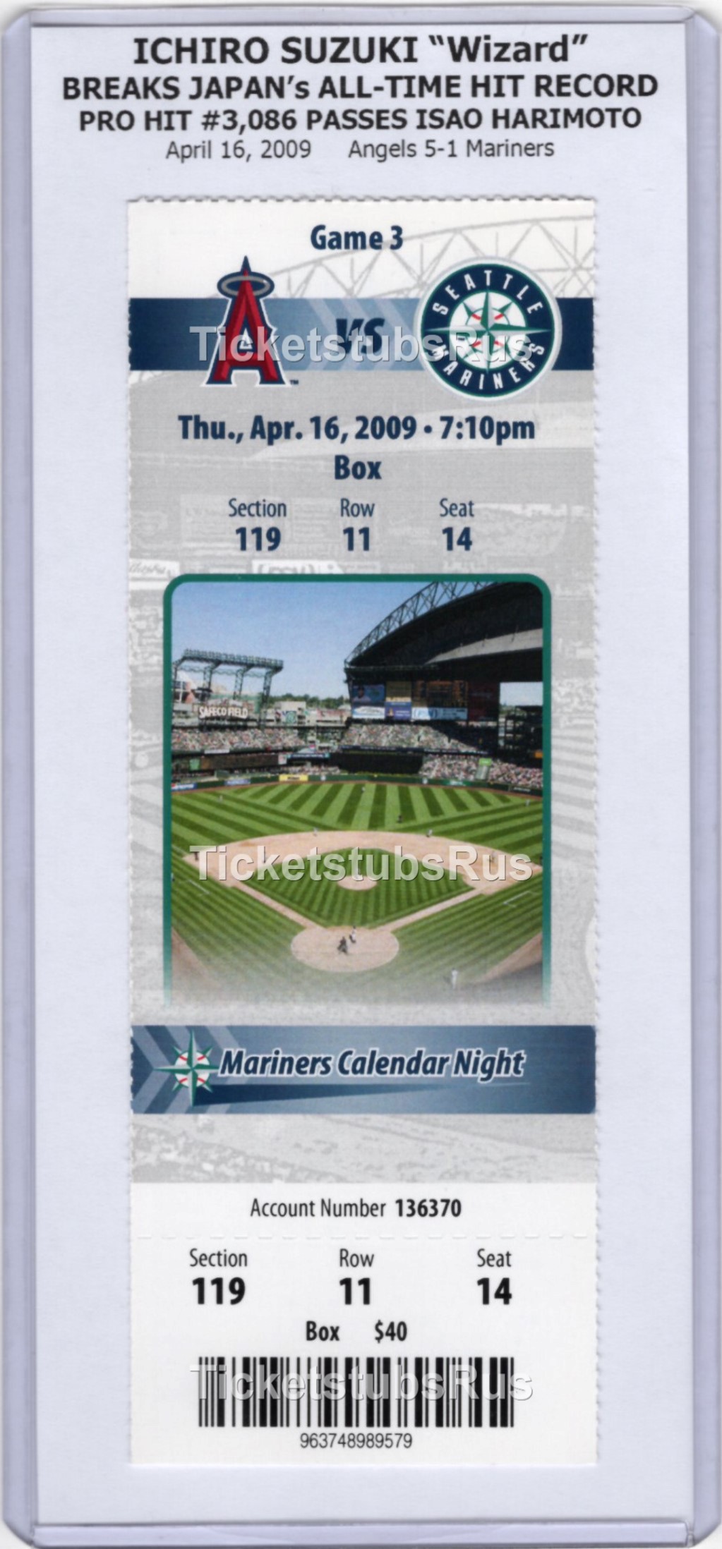 Ichiro Suzuki BREAKS ISAO JAPAN HIT RECORD 2009 Mariners Angels 4/16 ...