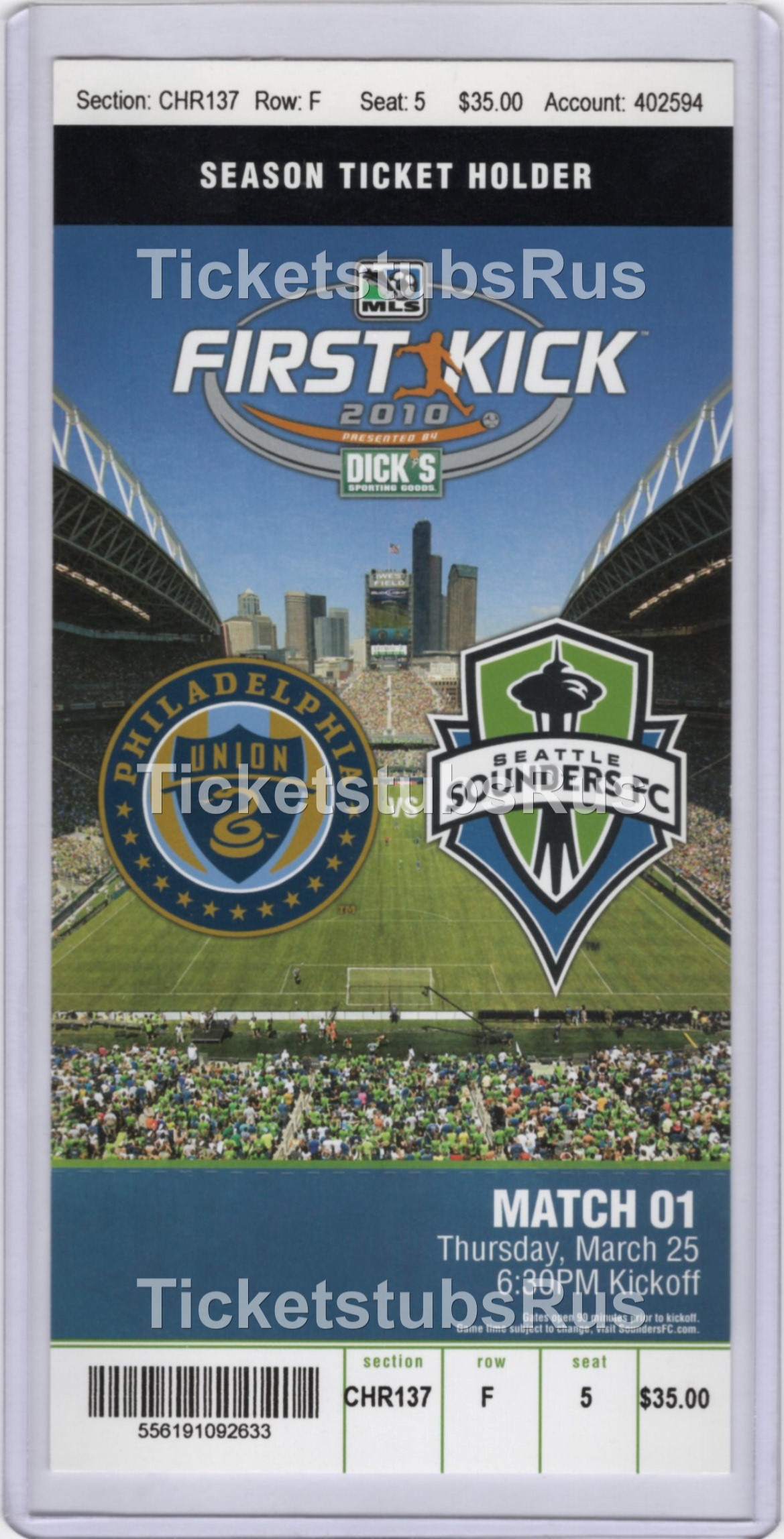 FIRST KICK 2010 MLS Seattle SOUNDERS FC Philadelphia UNION 1st MATCH 3/ ...