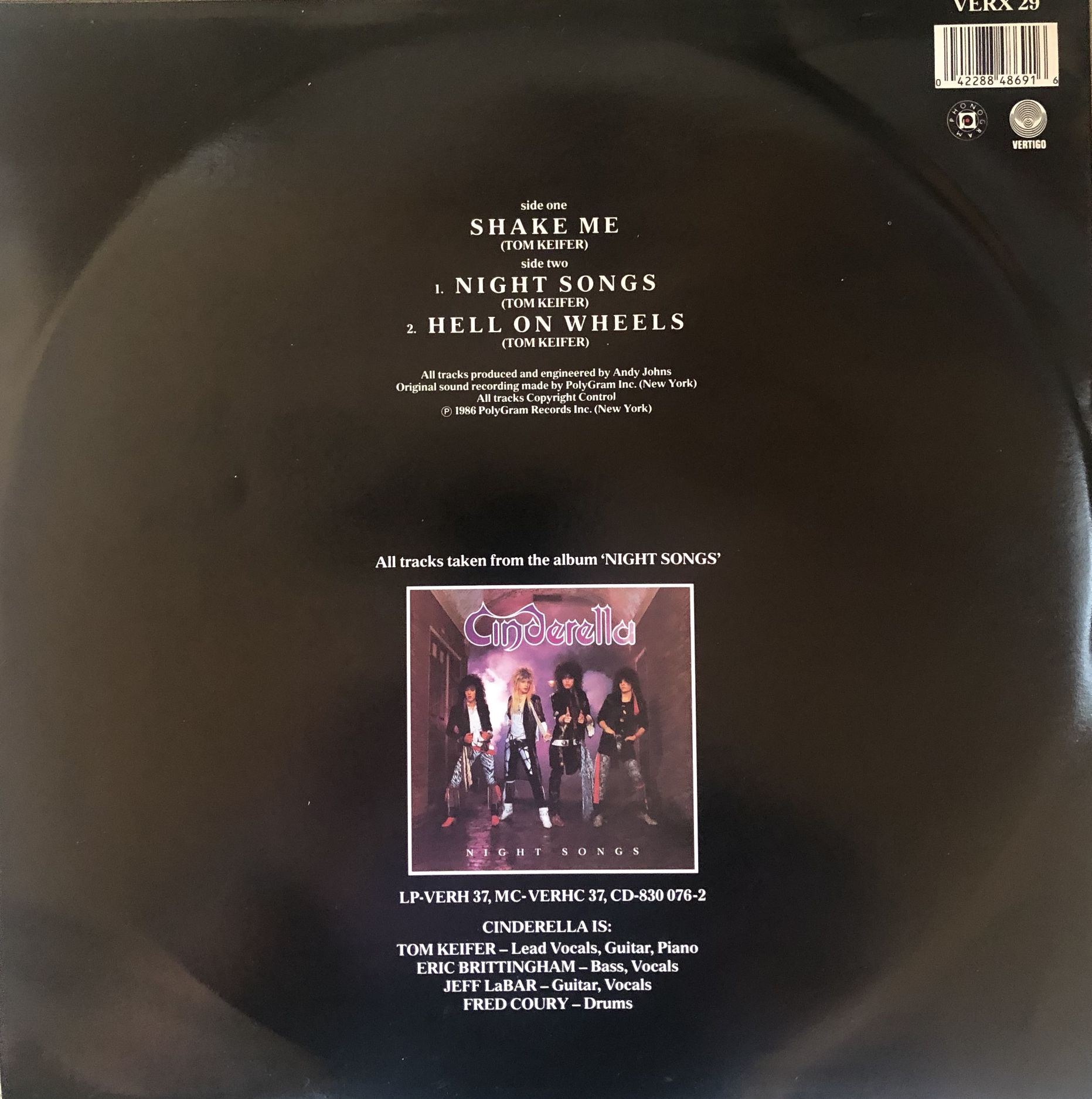 Cinderella = Shake Me - UK 3 Track 12" Black Viny Single